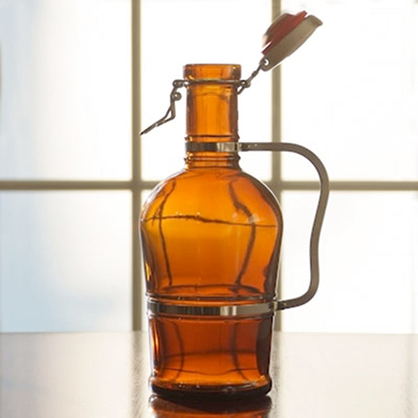 2 Liter Flip Top Growler With Metal Handle - Olive Wood Brewing & Craft Co