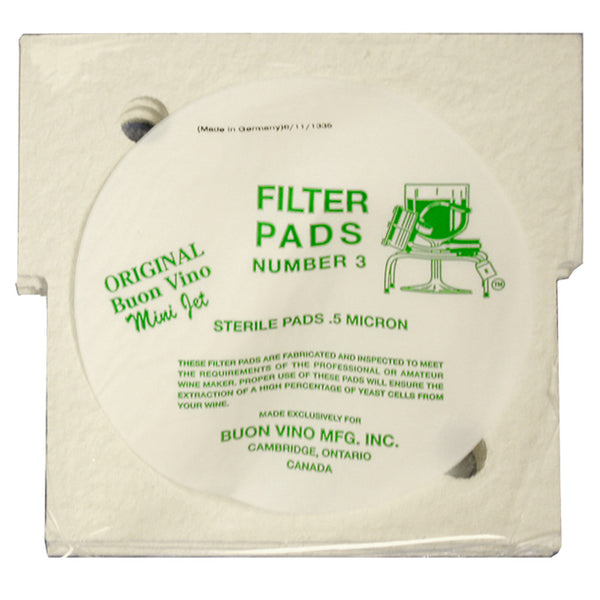 Buon Vino Mini Jet #3 Sterile Filter Pad (0.5 micron) - Pack of 3 Pads ...